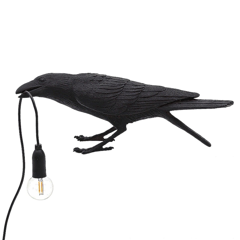 Wall Light Resin Lucky Bird Crow Wall-Lamp Bedside Raven Plugin Wall ...