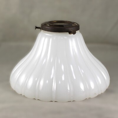 Vintage 6.5" Deco Clam Broth Glass Pendant Shade w Orig Hubbell 2.25 ...