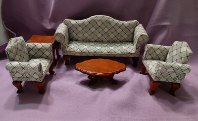 Three Hands Corp Fabric & Wood Living Room Doll House Furniture 5 pc ...