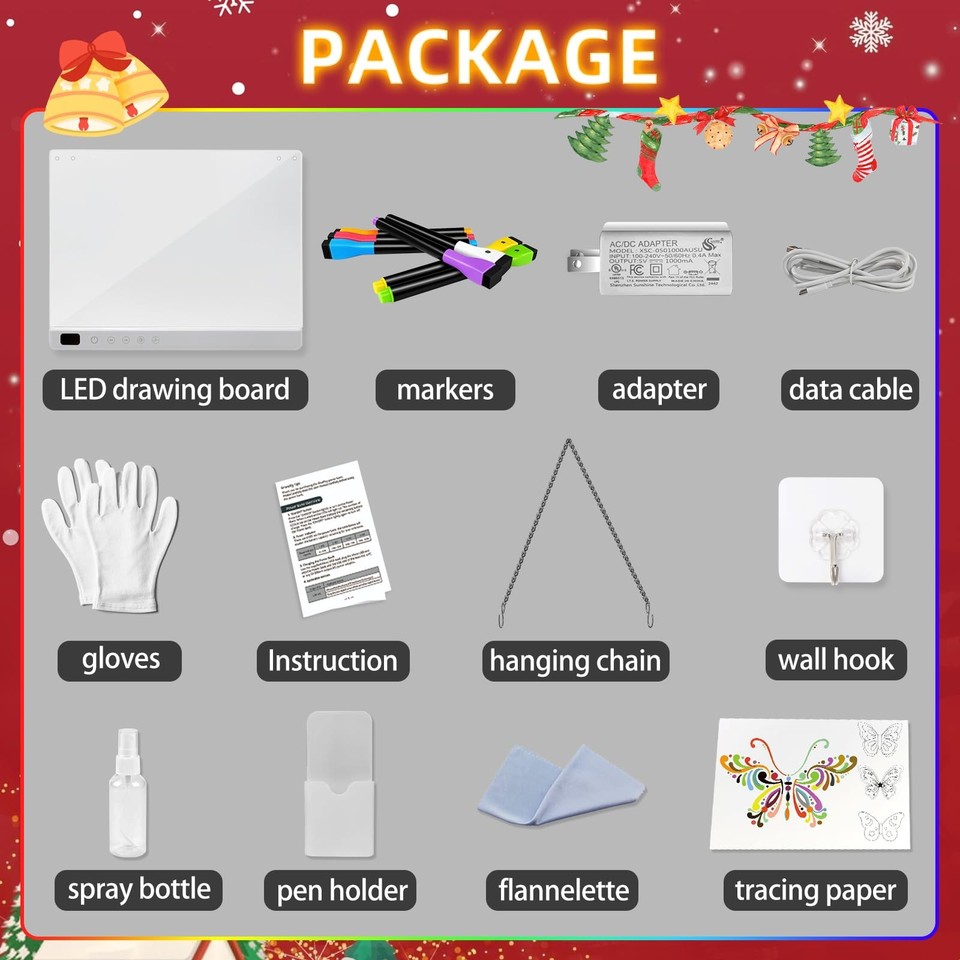 Led Drawing Board with 13 Light Effects, 13.7"x10" Rechargeable Glow ...