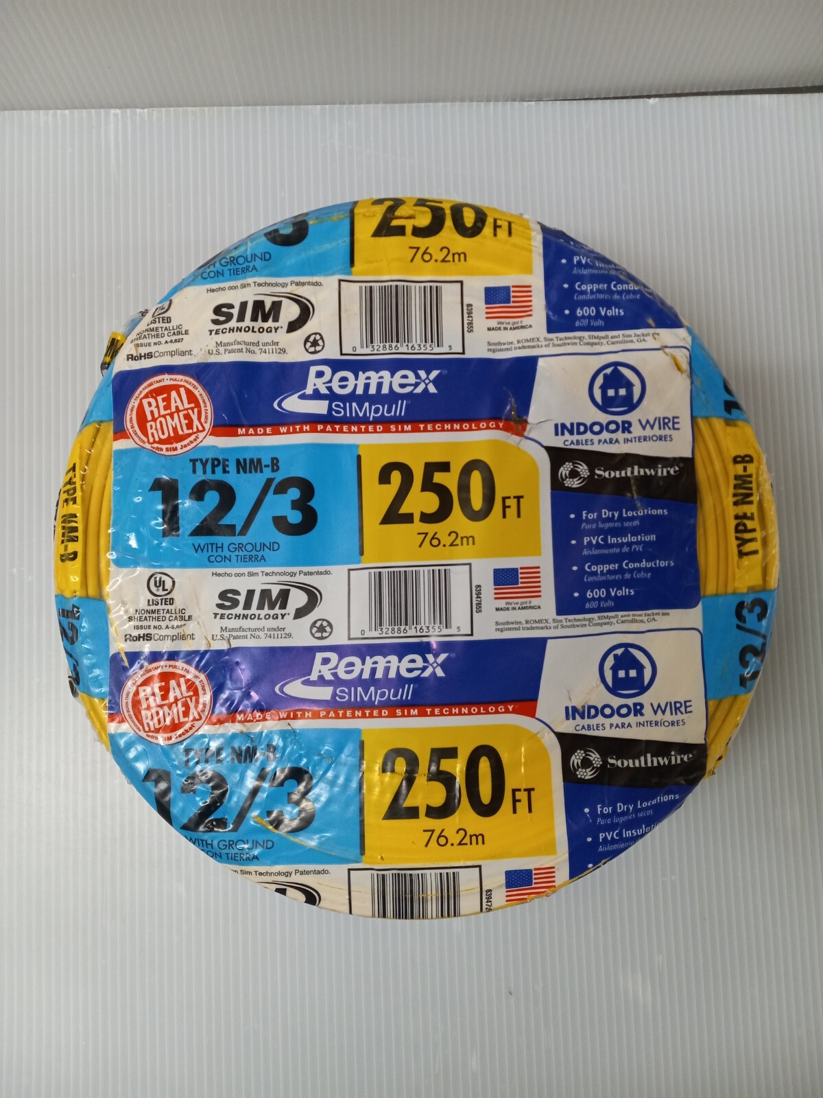 ROMEX 63947655 Nonmetallic Cbl 3 w/Gnd 12AWG Yel 250ft for sale online ...