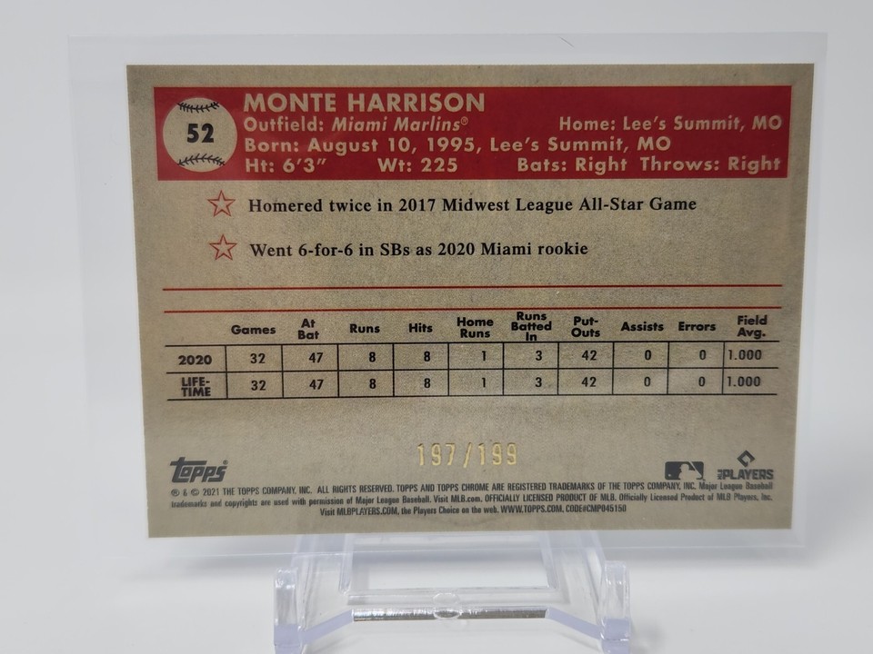 2021 Topps Chrome Platinum Anniversary #52 Monte Harrison Blue Mini #ed ...