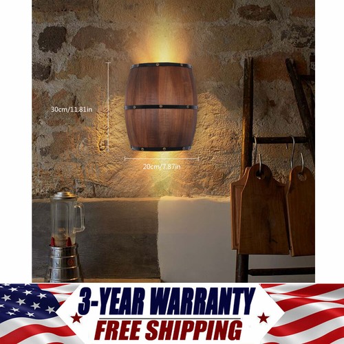 Vintage Rustic Country LED Wall Sconce Wall Lamp Light Wooden Wine ...