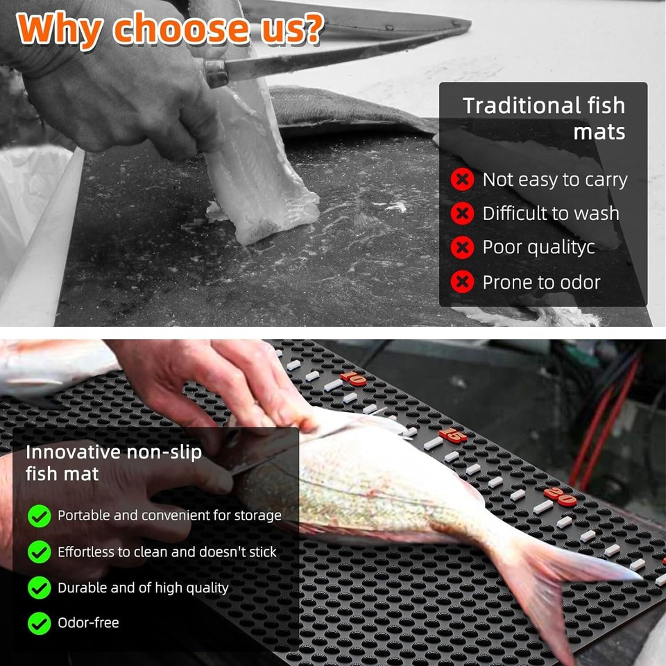 Fish Fillet Mat, 28" x 14" Non-Slip Fish Board, Extra Large Fish ...