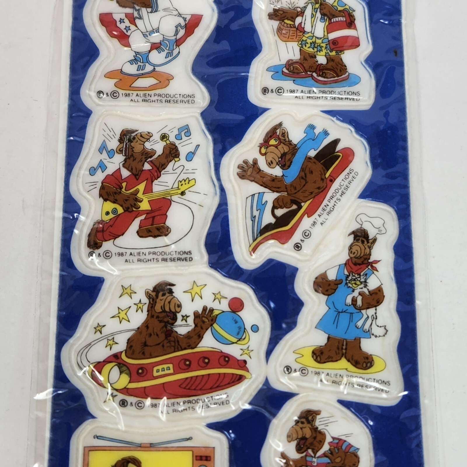 VINTAGE 1987 RUSS ALF PUFFY STICK ON STICKERS NEW SEALED IN PACKAGE NOS ...