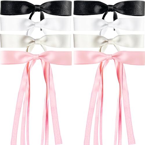 8pcs Hair Bows Clips for Women Girls Hair Ribbon Clip with Long Tail ...