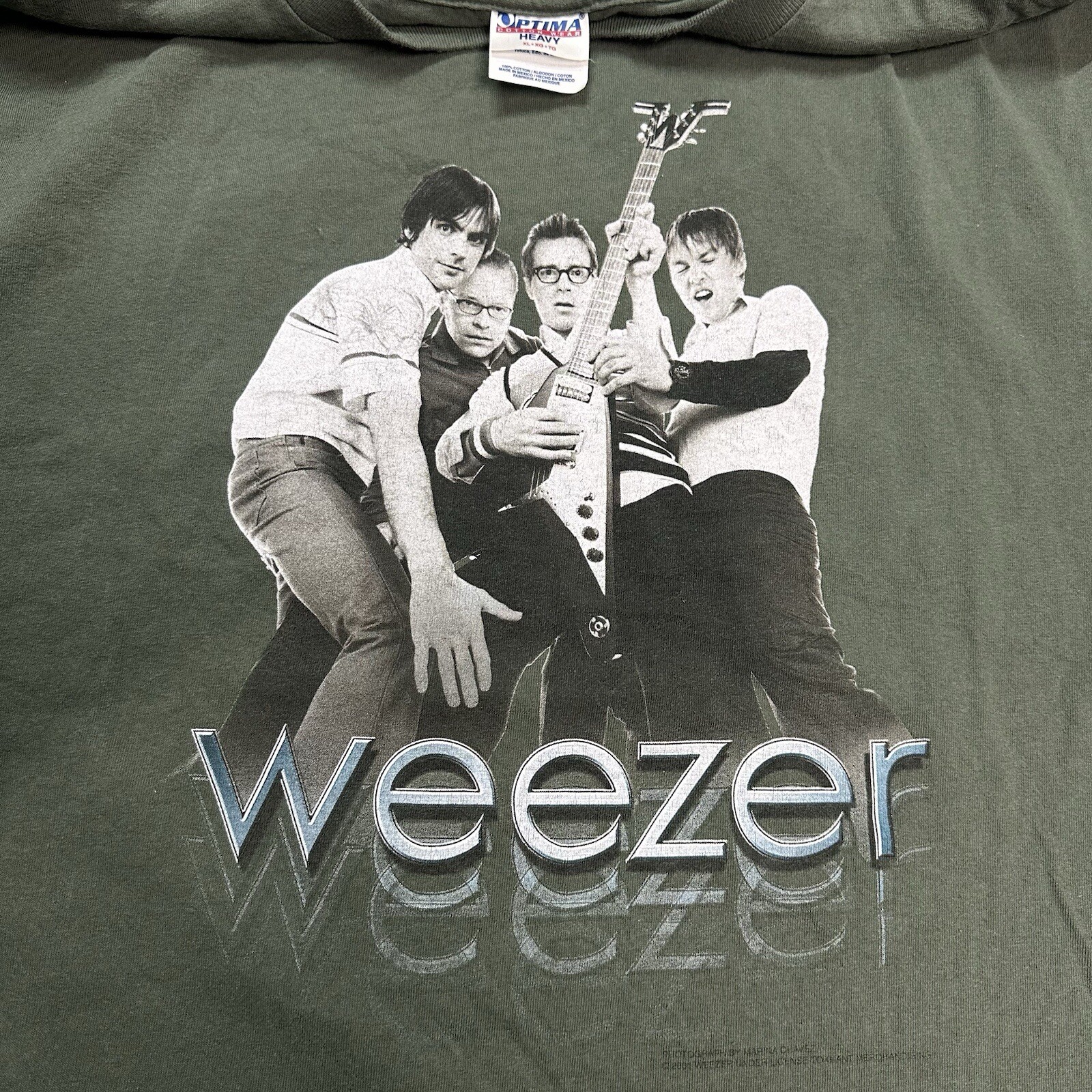 Vintage 2001 Giant Weezer Green Midget Tour Band T-Sh… - Gem