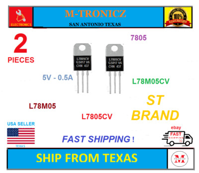 2 PIECES - ST BRAND- L78M05CV L78M05 7805 5V - 0.5A VOLTAGE REGULATOR ...