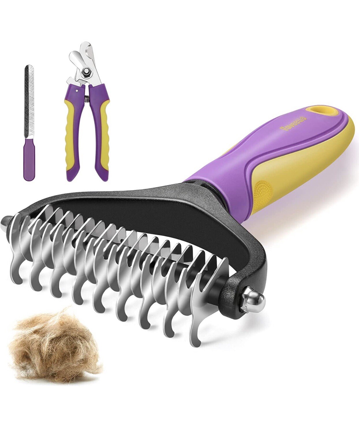 Faveetie Pet Grooming Brush, Double Sided Dematting Comb, Nail Clipper ...