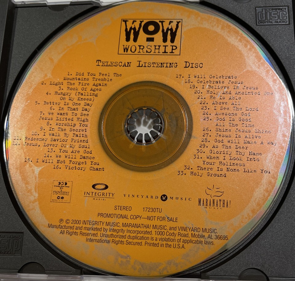 PROMO “WOW Worship Orange” CD In-Store Telescan Listening Discs From ...