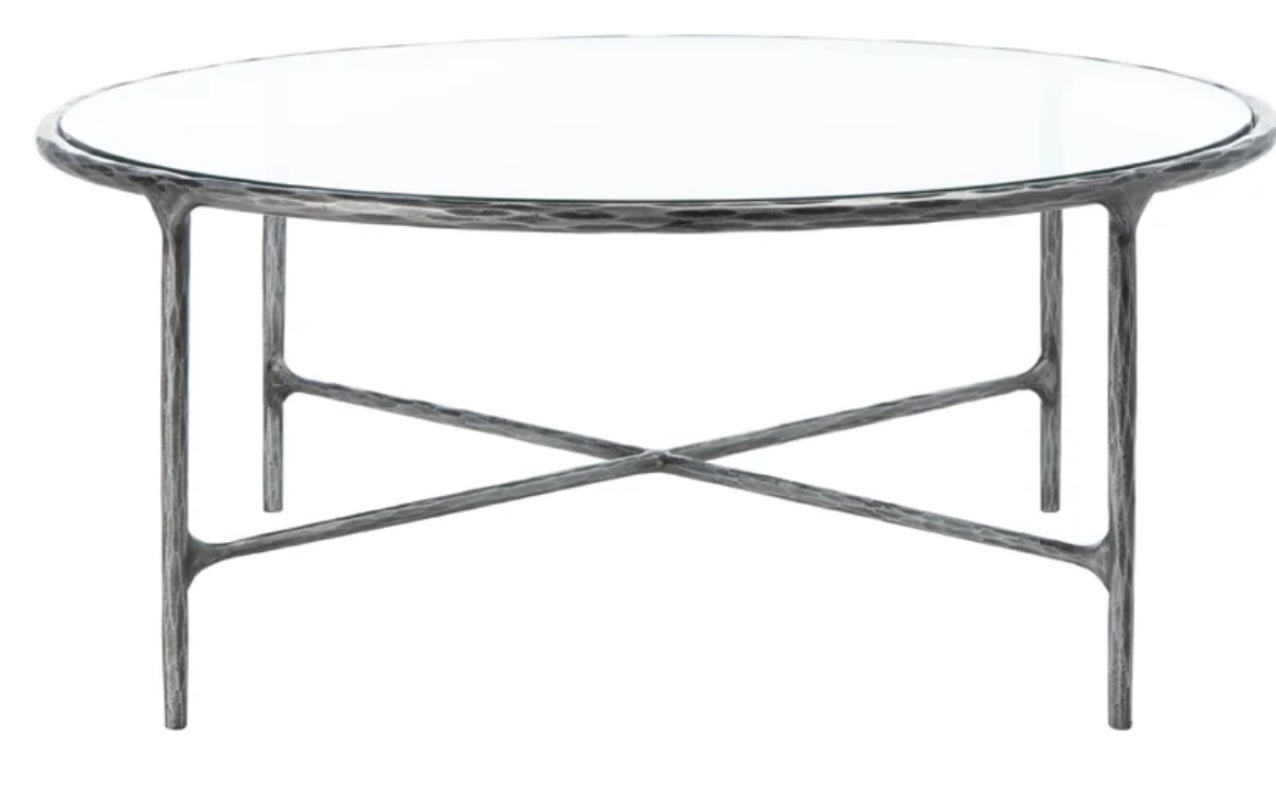 Coffee Table Restoration Forged Iron Hardware Thaddeus Round Glass Top ...