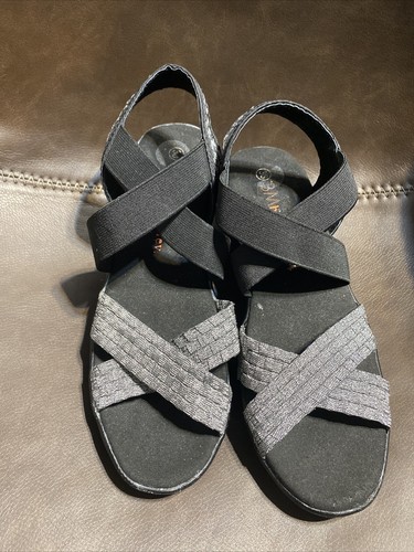 Bernie Mev Lisa Black Silver Size 38 Sling Back Low Heel Sandals | eBay