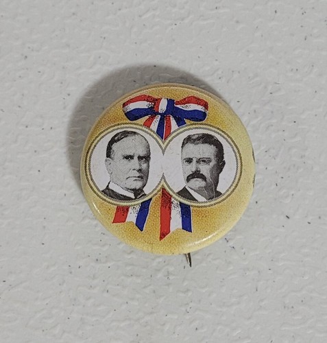 VTG McKinley Roosevelt Button 1900 Campaign 1972 Reproduction Pinback ...