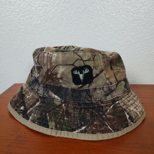 RealTree Camo /Navy Blue Bucket Hat S/M Reversible Y2K Outdoor Fishing ...