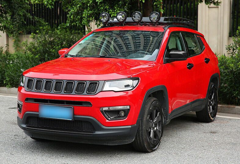 Black Golssy Front Fog Lamp Light Strip Trims 2pc Fit For Jeep Compass ...