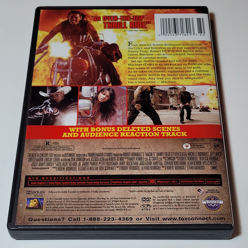 Machete (DVD 2010) Danny Trejo Michelle Rodriguez Jeff Fahey Free 1-Day ...