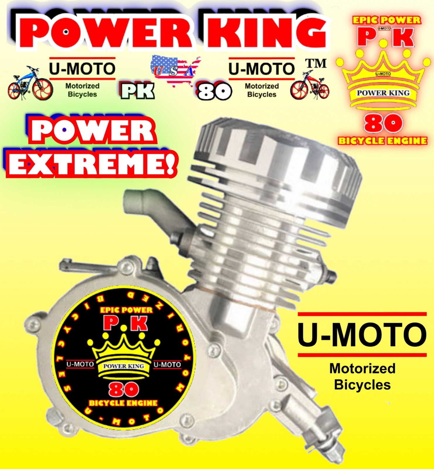 POWER 66cc/80cc HIGH PERFORMANCE 2-STROKE MOTORIZED BIKE ENGINE ONLY ...