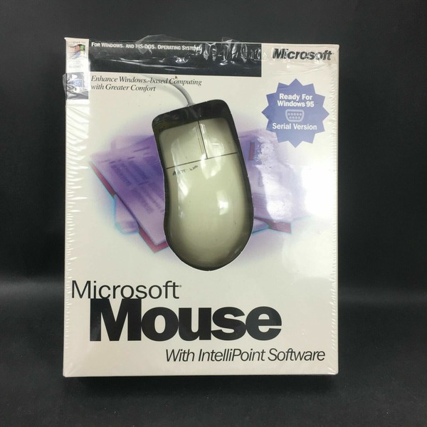 Vintage Boxed MS Microsoft 2 Button Serial Mouse for Windows 3.1 95 Dos ...