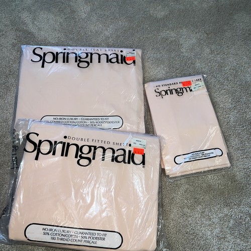 Springmaid vintage Double flat , fitted, pillowcase set peach | eBay
