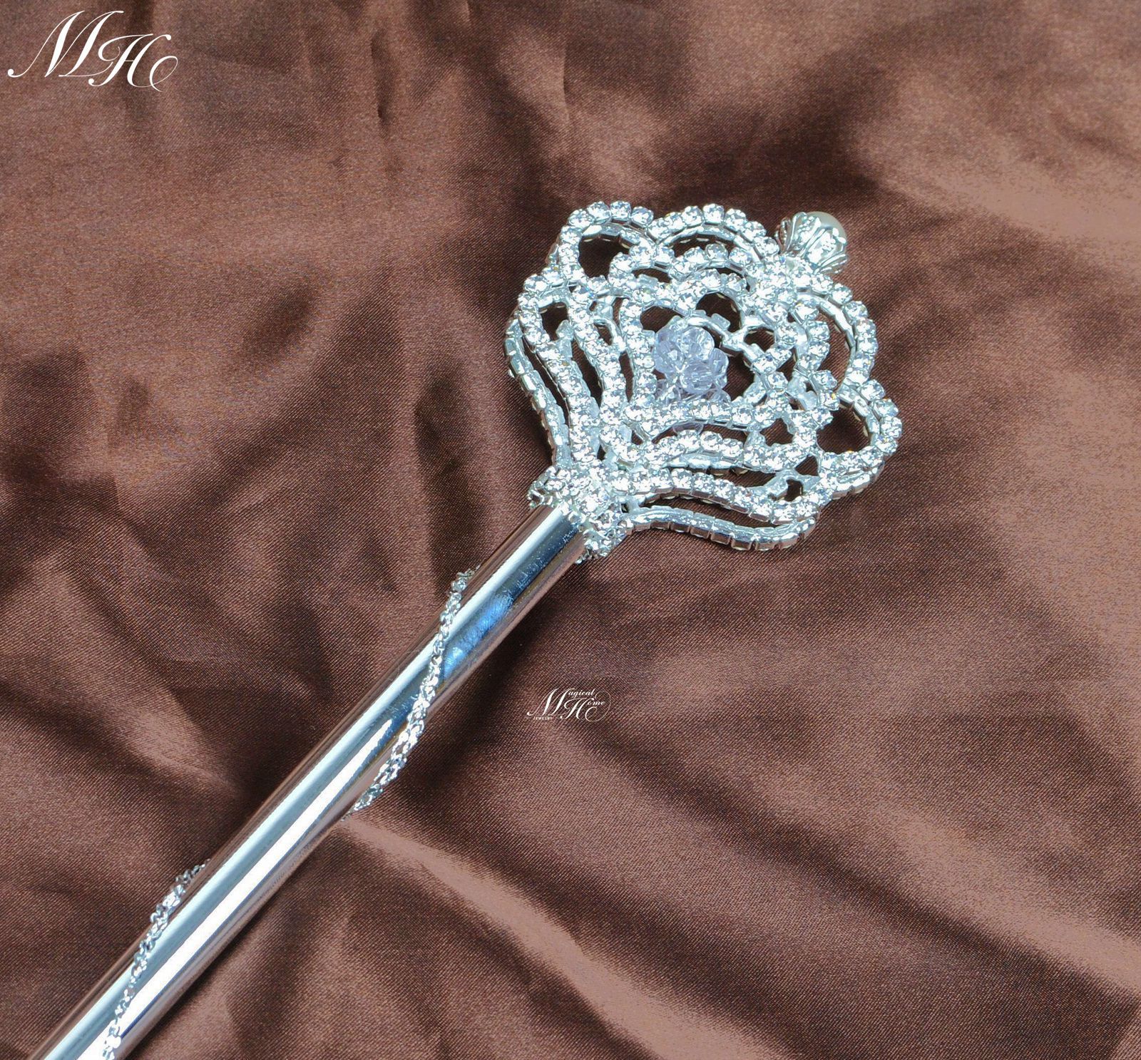 Flowers Rhinestone Scepter Bridal Double Side Sceptre Wand Pageant ...