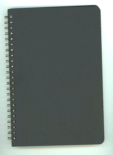 Black Notebook Metal Spiral Binding Lays Flat 6" x 8 3/8" 120 Lined 1/4 ...