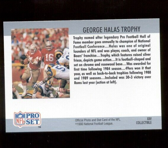 1990 Pro Set Buick GEORGE HALAS TROPHY Super Bowl XXV Card Rare JOE ...