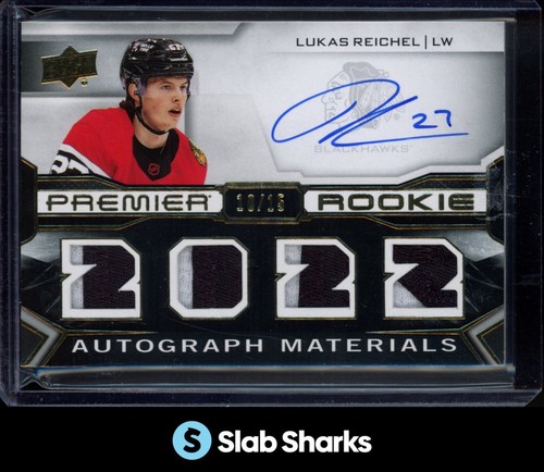 2022 UPPER DECK PREMIER #PRA-LR LUKAS REICHEL ROOKIE AUTO JERSEY PATCH ...
