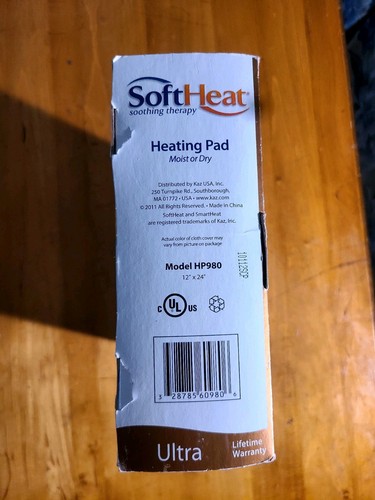 Kaz Soft Heat Ultra Heating Pad Moist To Dry King Size 12"x24"Model ...