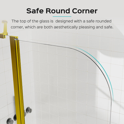 KA 43 in. W * 58 in. H Frameless Folding Shower Doors for Bathtub ...