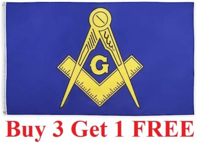 Mason Flag 3x5ft Blue & Gold Masonic Society Flag Free Mason Flag | eBay