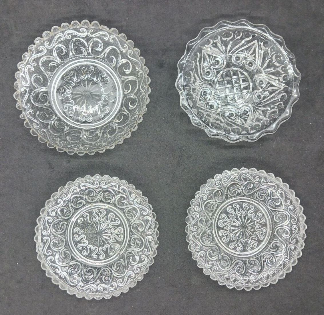 Assorted Vintage Glass Butter Pads/Plates/Bowls Lot F (4 items total ...