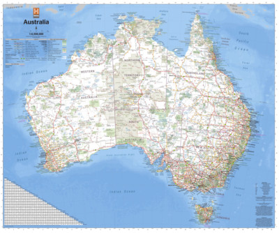 (LAMINATED) MAP OF AUSTRALIA POSTER LARGE DETAILED (75x63cm) PICTURE ...