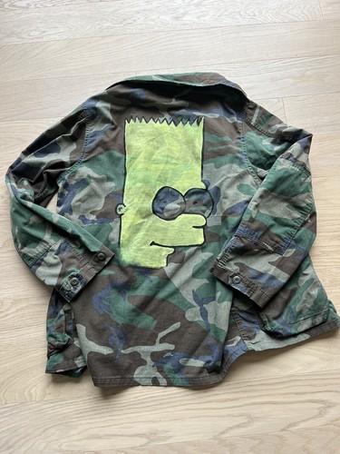 Bart Simpson Painted Vintage Patch Camouflage camo ARMY jacket Size M ...