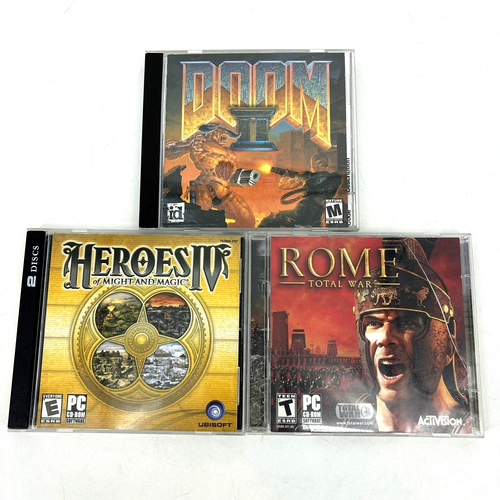 PC Game Lot Vintage Doom II, Rome Total War & Heroes IV of Might ...