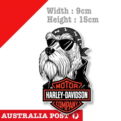 Harley Davidson Motorcycle Dog Rider with bandana Sticker | eBay Australia