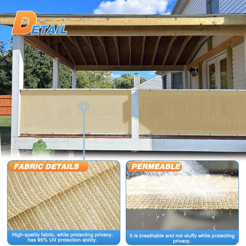 6' Fabric Roll Sun Shade Cover Fence Screen Patio Balcony Yard Beige 1 ...