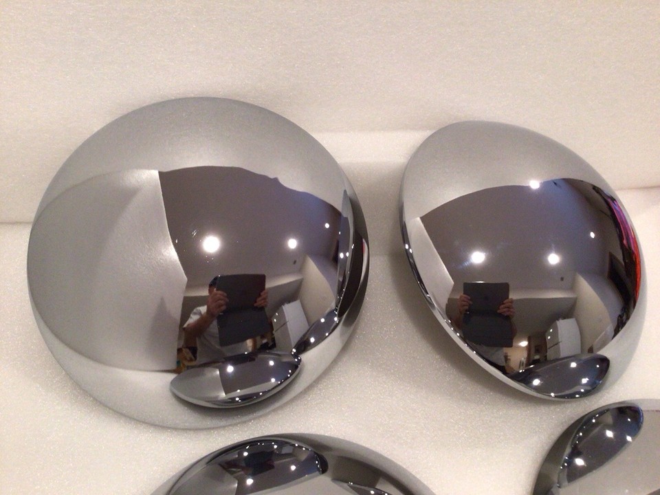 10 1/4" CHROME STEEL BABY MOON HUBCAPS SET OF 4,GREAT SHINE, NICE ITEM ...
