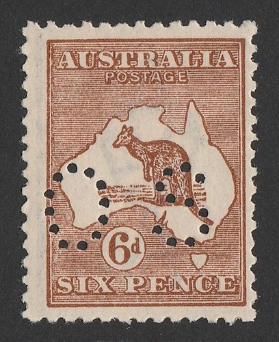 AUSTRALIA 1923 Kangaroo 6d OS 3rd wmk. MNH **. SG O76. ACSC 21Aba cat ...
