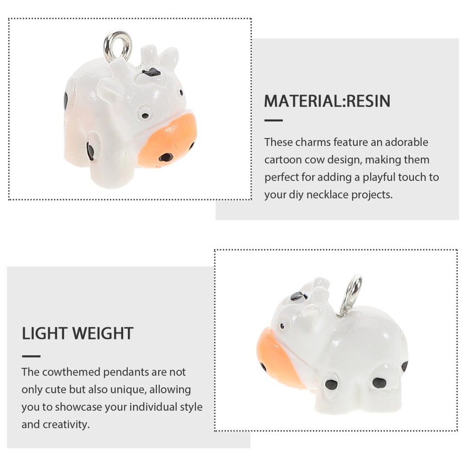 10 Pcs Mini Cow Figurine Bulk Animal Shaped Beads for Jewelry Making ...