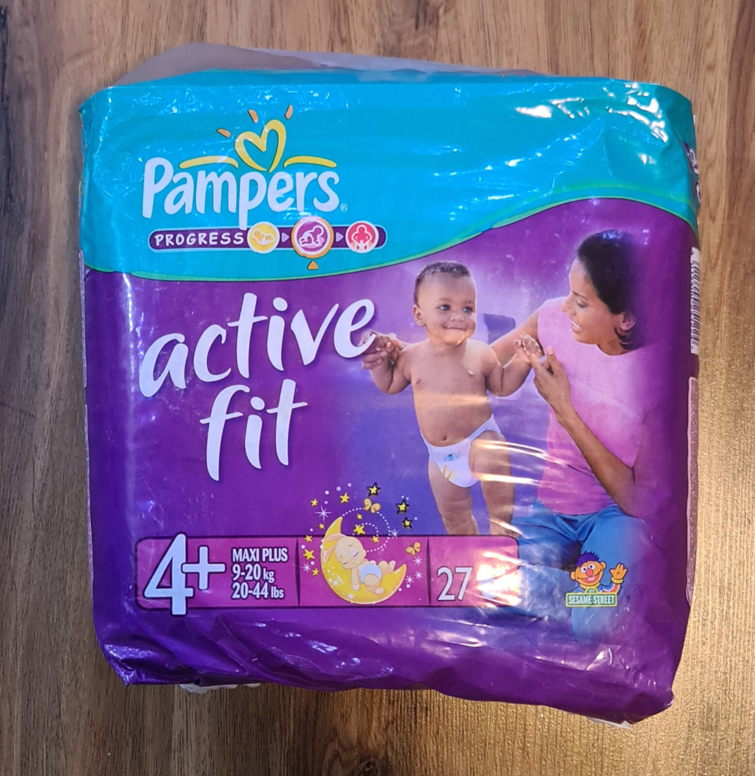Vintage 2010 Pampers 27 Diapers Active Fit Progress 9-20 KGS Sesame ...