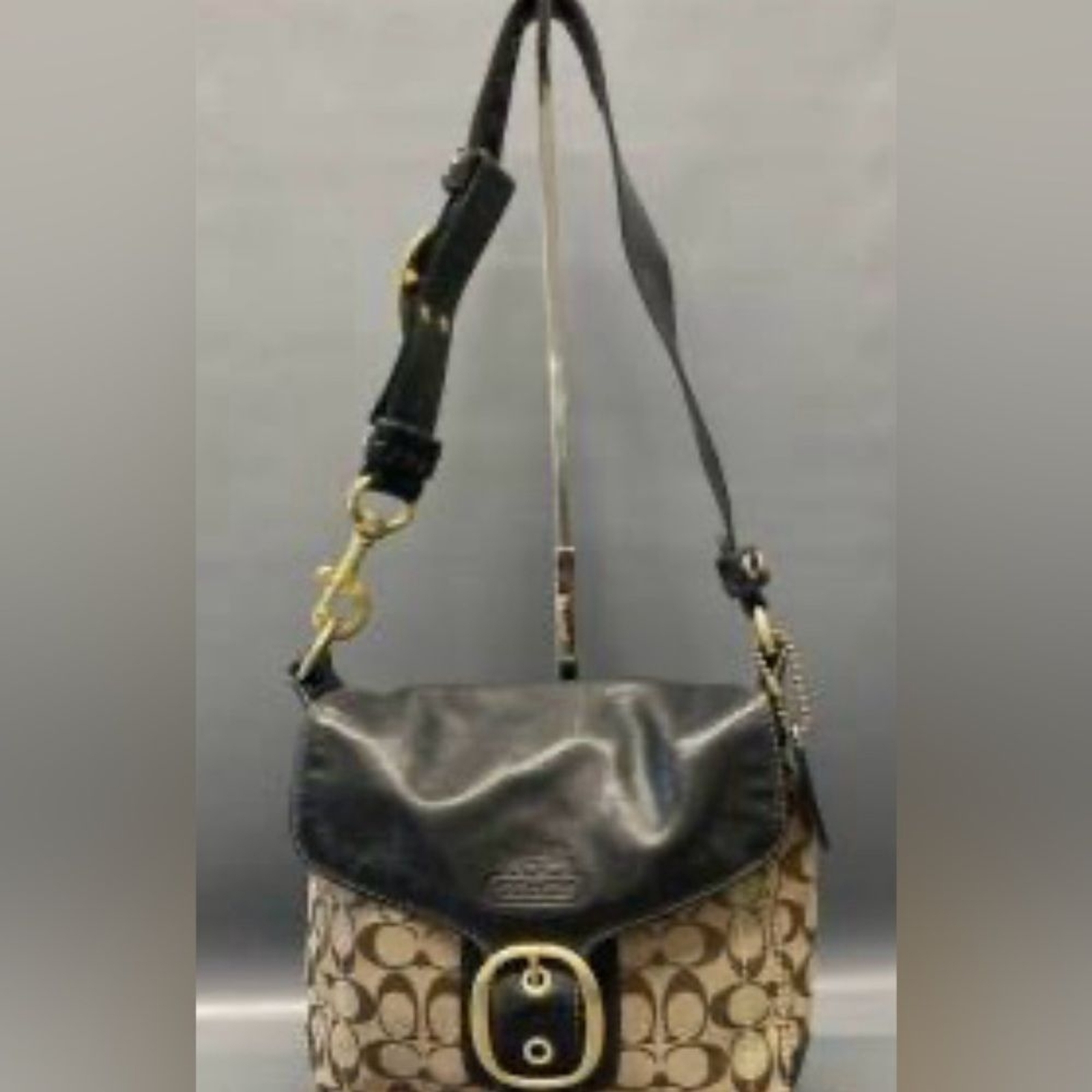COACH BLEEKER SIGNATURE CANVAS LEATHER FLAP SHOULDER … - Gem