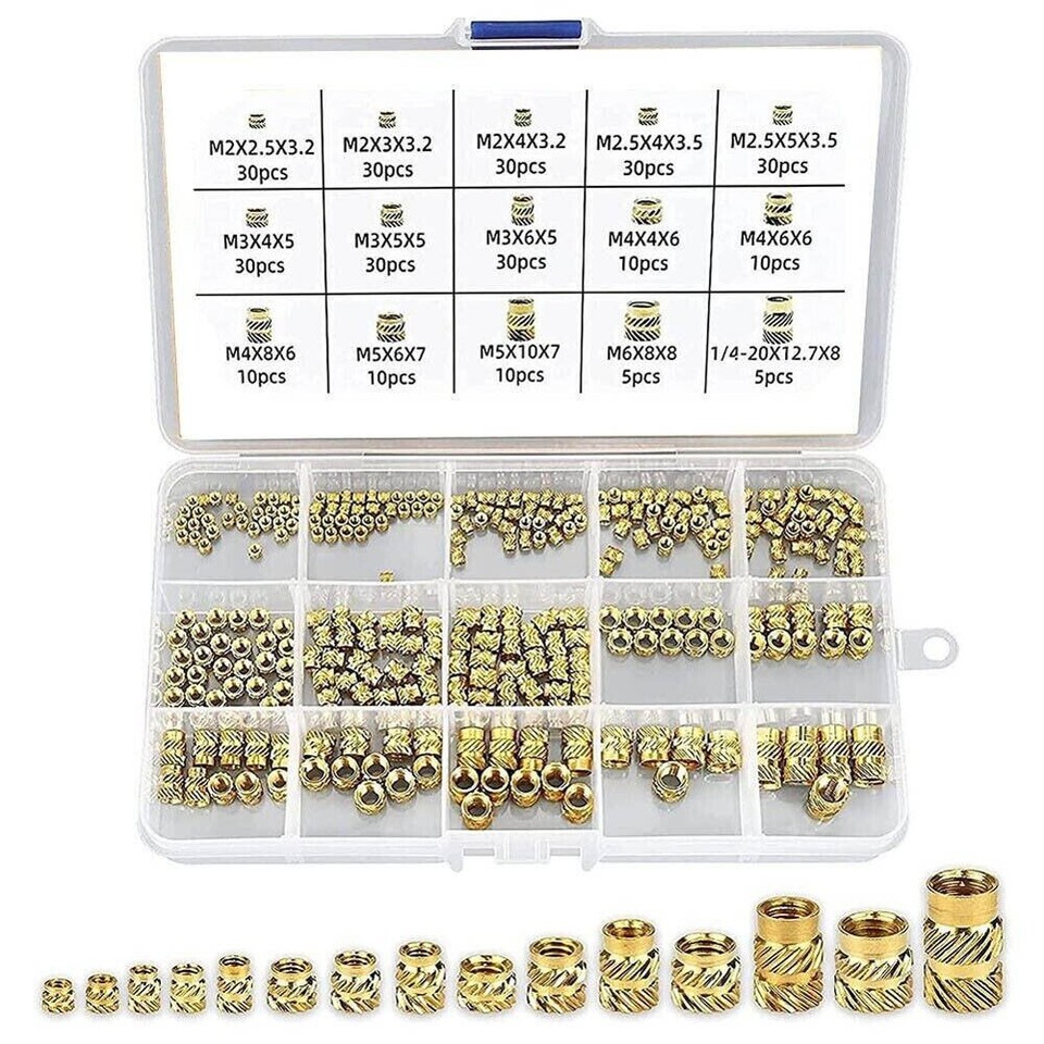 300pcs M2-M6 Brass Knurled Nut Threaded Heat Set Inserts for Plastic 3D ...