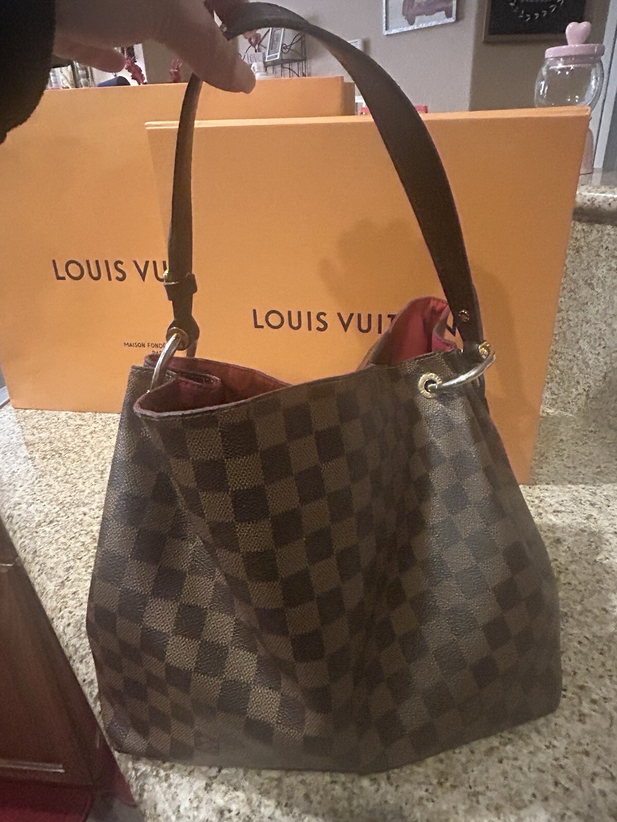 Louis Vuitton Graceful Shoulder Bag PM Brown/Black Canvas | eBay