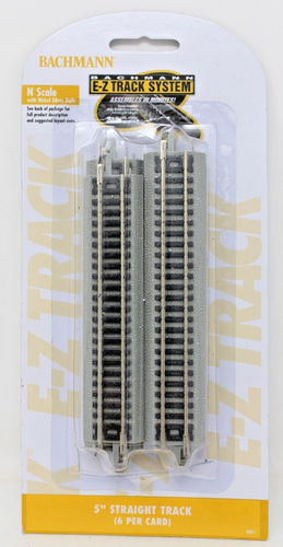 Bachmann E-Z Track N Scale #44811 Silver Qty 6 5" Straight Track Open ...