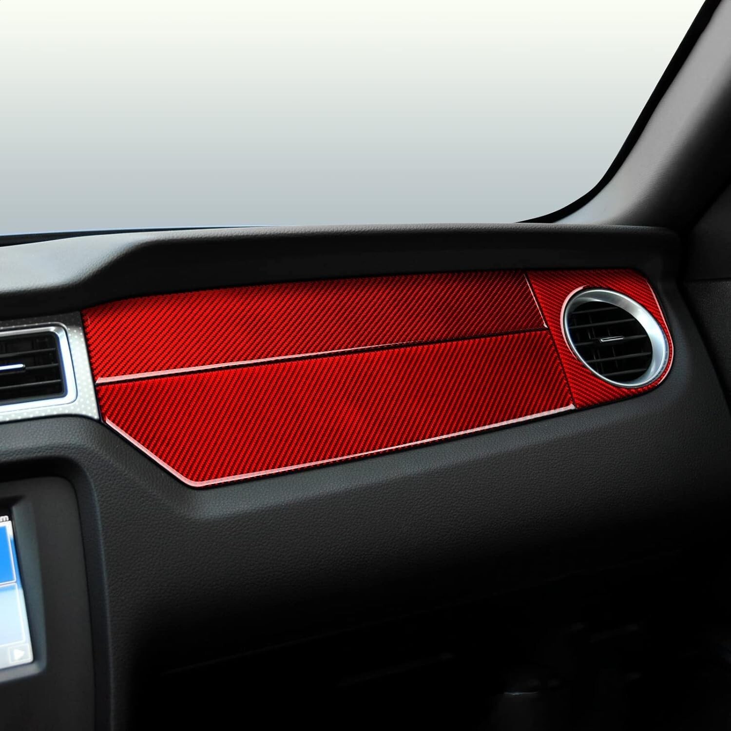 Red Real Carbon Fiber Copilot Dashboard Panel Trim Cover LHD Fits 09-14 ...