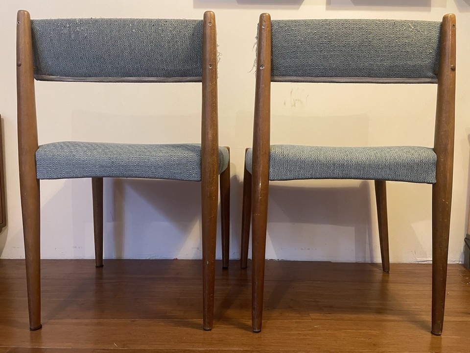 Mid Century Teak 70s Dining Chairs With Teal Upholstery X 4 | eBay UK