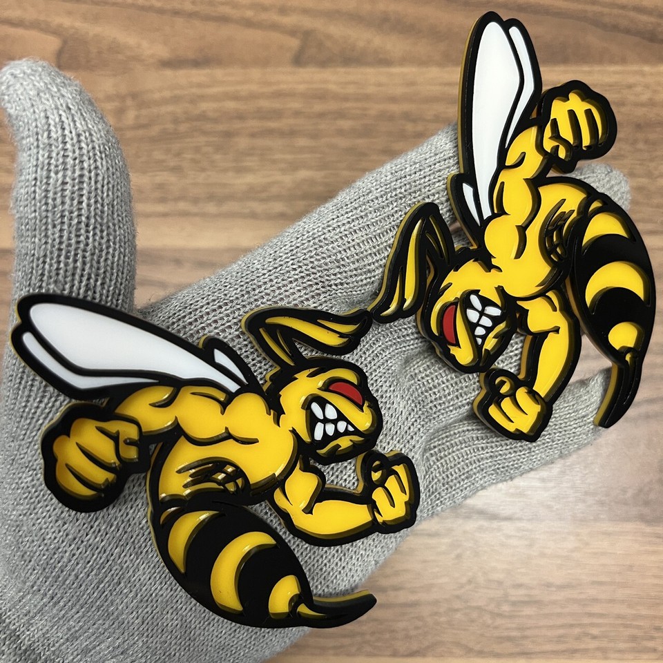 Hornet Badges Emblem Red Eye Bee Swole Yellow, (2) Badges, Fender Angry ...