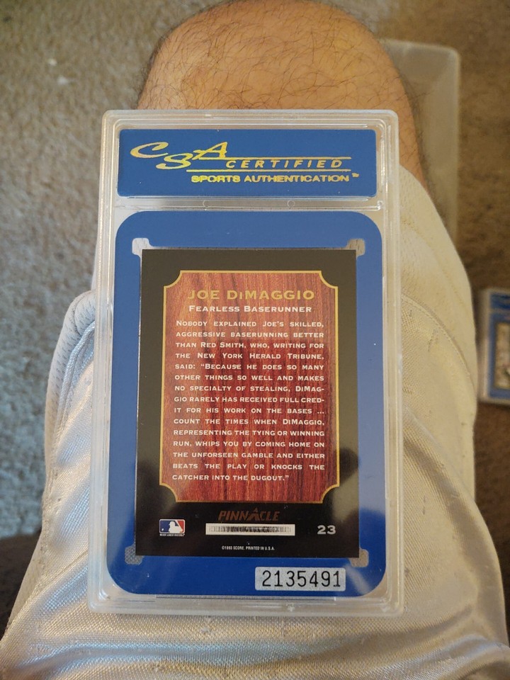 1993 Pinnacle Joe DiMaggio Card #23 "Fearless Baserunner" CSA Certified ...