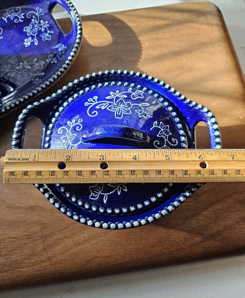 3pc Temptations Blue Floral Lace Lidded Soup and Sandwich Set - NEW ...