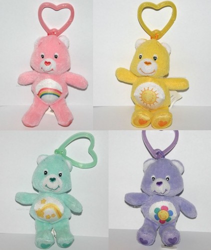 Care Bear Key Chain Ring Clip Wish Cheer Funshine Harmony Plush Teddy ...